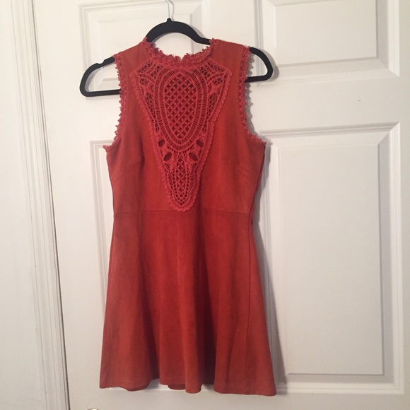 Topshop | Dresses | Rust Orange Dress With Crochet Lace Bodice | Poshmark